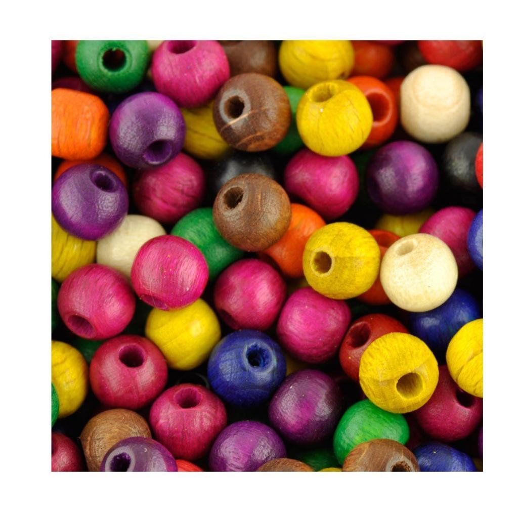 8mm Round Wooden Beads Mixed Colours - The Bead Shop Nottingham Ltd
