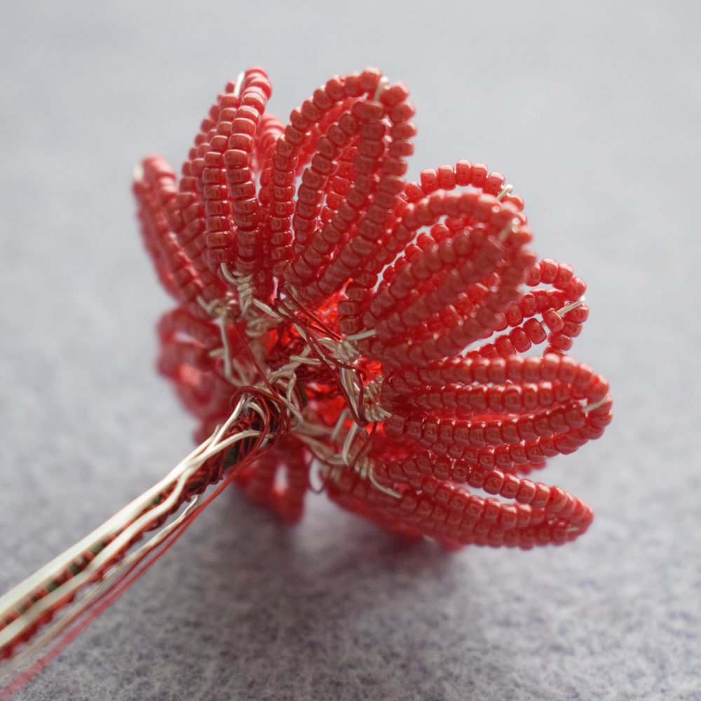 My first beaded Gerbera Daisy with Lesley Belton