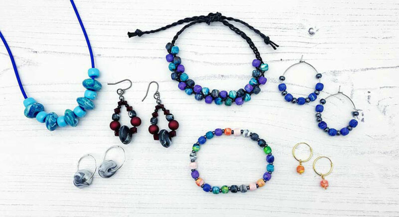 100% recycled plastic beads - fun & quick jewellery examples